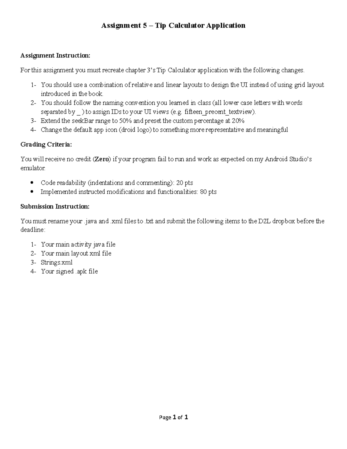Assignment 5 - Tip Calculator Application - Assignment 5 – Tip Calculator Application Assignment ...