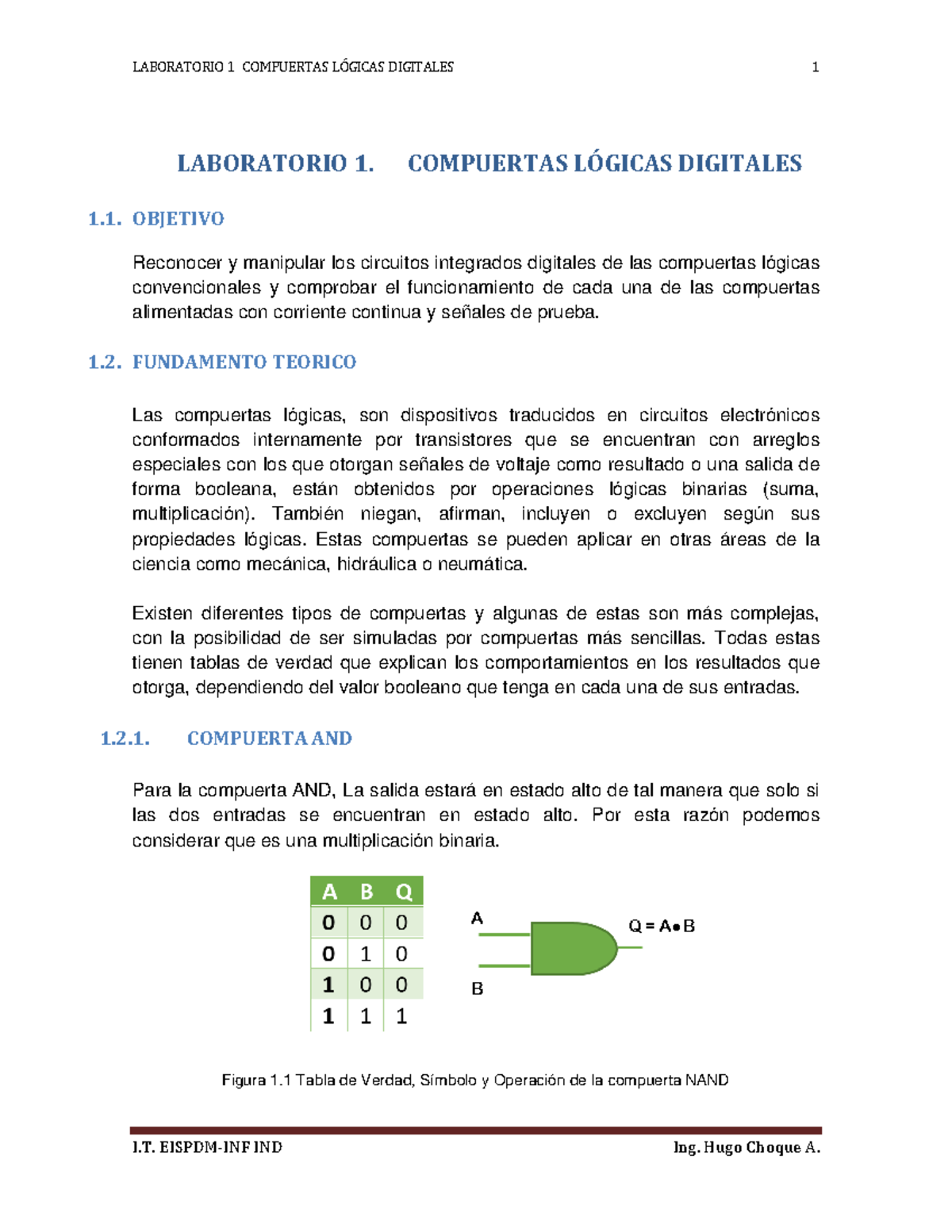 LAB 1 Compuertas- Logicas - LABORATORIO 1 COMPUERTAS LÓGICAS DIGITALES ...