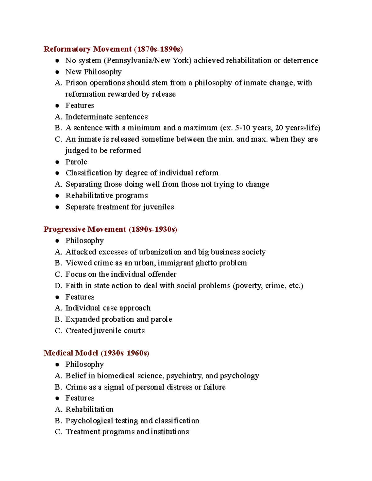 SSJ 202- Lecture “ Race and Corrections” - Reformatory Movement (1870s ...