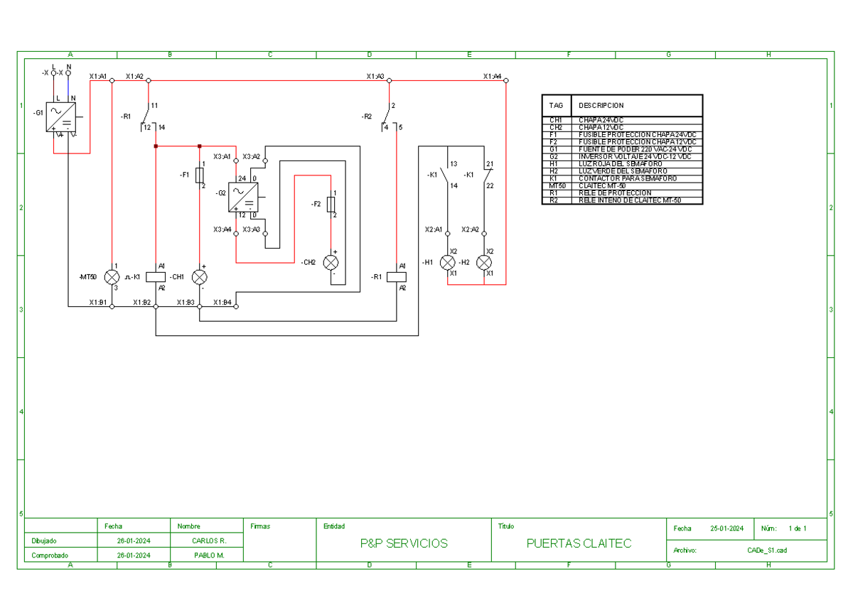 Circuito de Control-Puertas Electromagneticas Claitec 2 - A A B B C C D ...