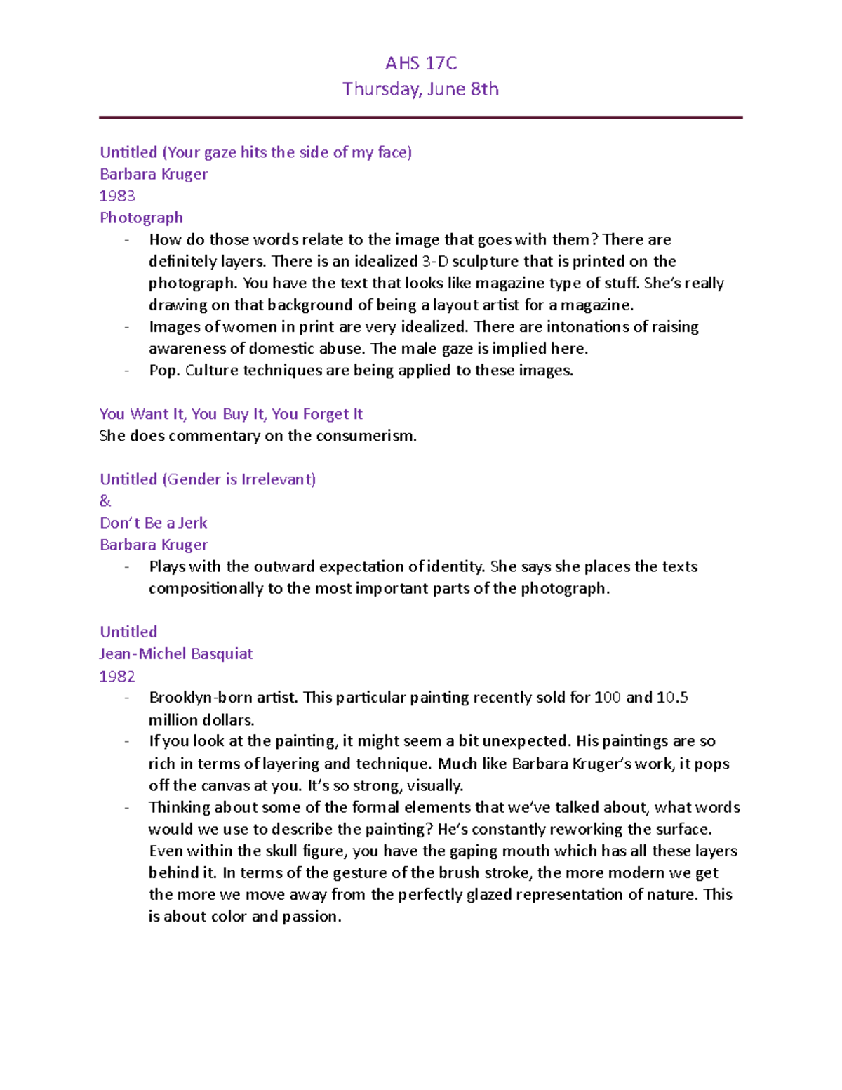 AHS 17C Week 10 (2) - Lecture notes 10 (Part 2) - AHS 17C Thursday ...