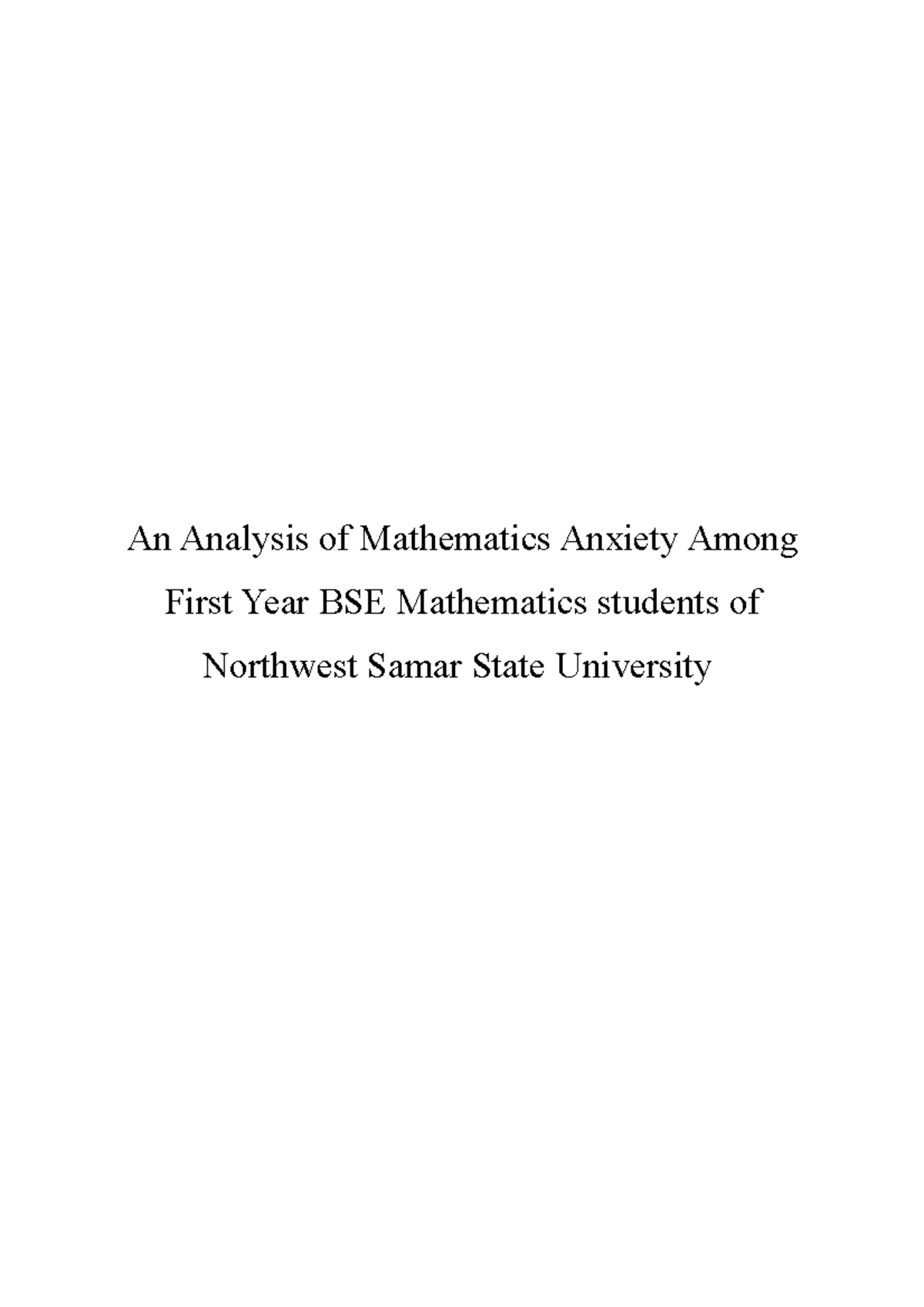 Title 3 RRL - I hope it helps - An Analysis of Mathematics Anxiety ...