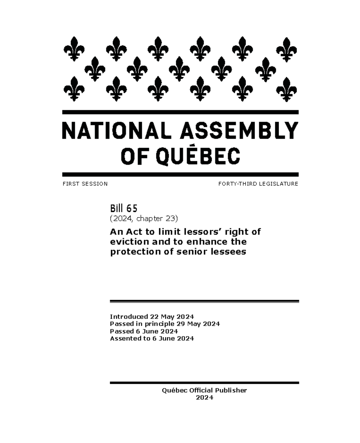 Bill 65 - kkmm,,,mm,,m - FIRST SESSION FORTY-THIRD LEGISLATURE Bill 65 ...