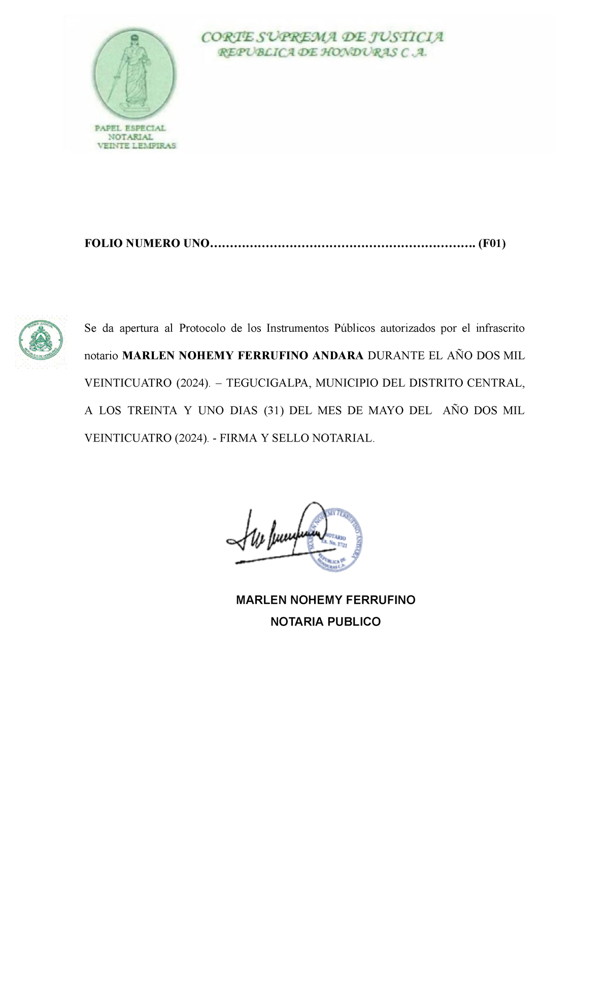 Protocolo con instrumentos y numero de folios sellos , firmas y escritos - FOLIO NUMERO - Studocu