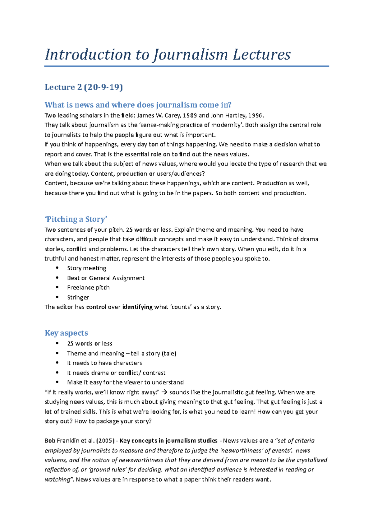 Introduction to Journalism Lectures - Introduction to Journalism ...