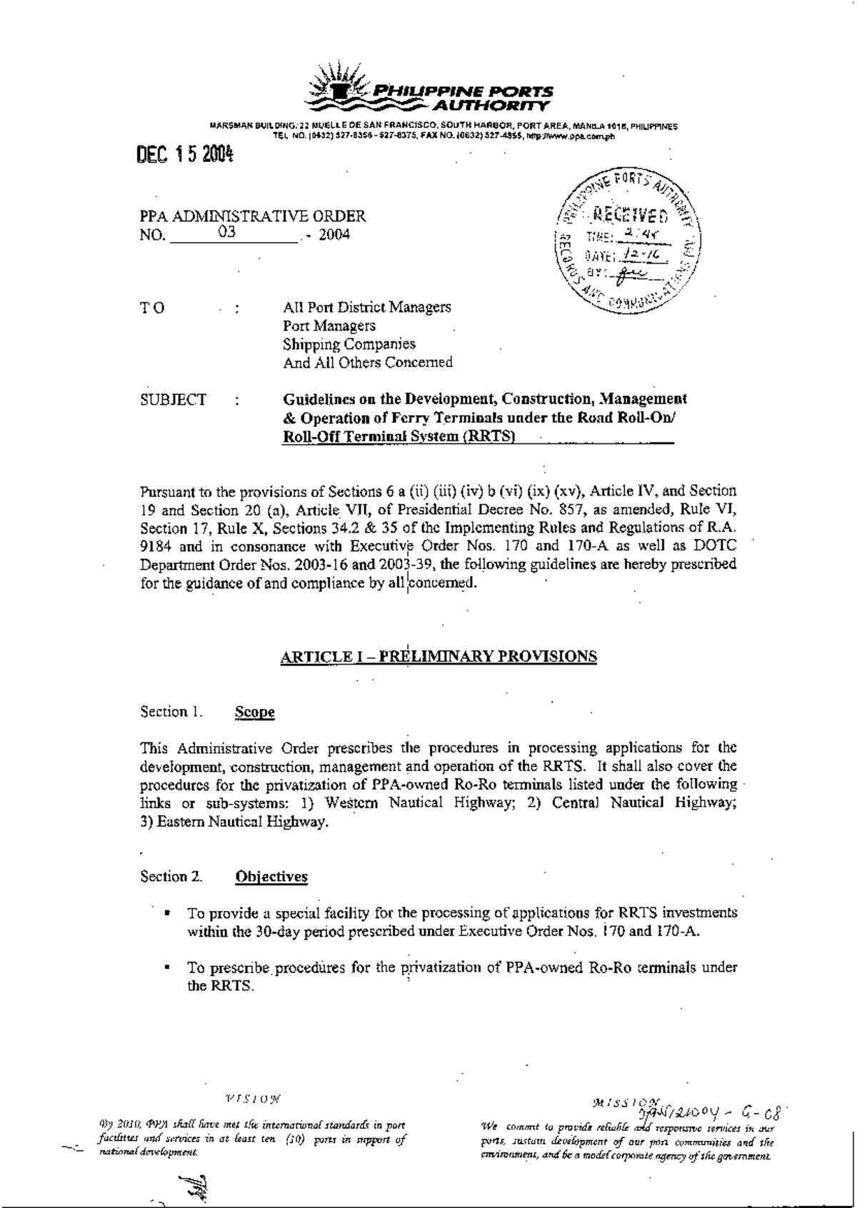 AO 003-2004 - Ferry Terminal Design Guidelines - PHILIPPINE PORTS ...