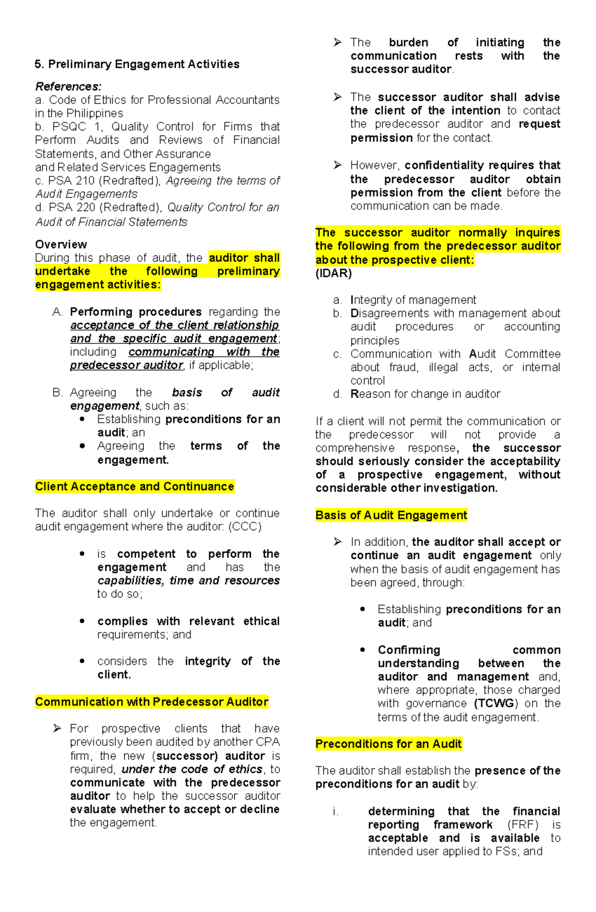 5 Preliminary Engagement Activities - Preliminary Engagement Activities ...