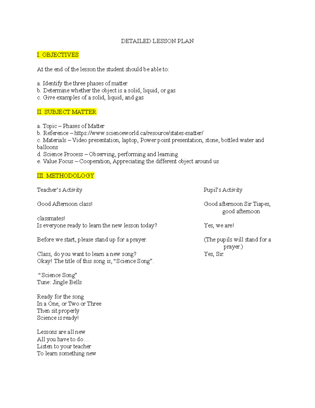 Detailed Lesson PLAN - need for academic purposes - DETAILED LESSON ...