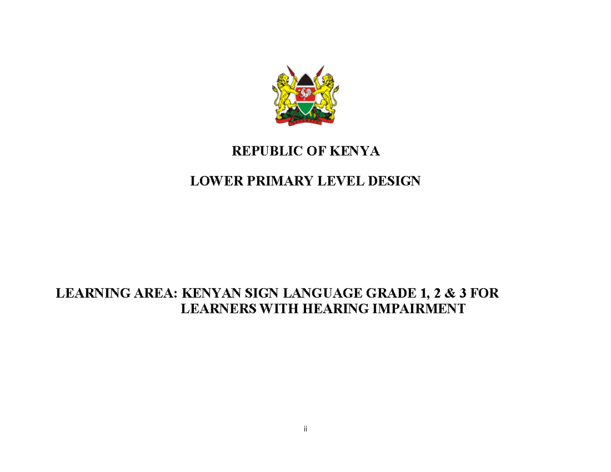 Kenyan SIGN Language Grade 1 3 - ii REPUBLIC OF KENYA LOWER PRIMARY ...