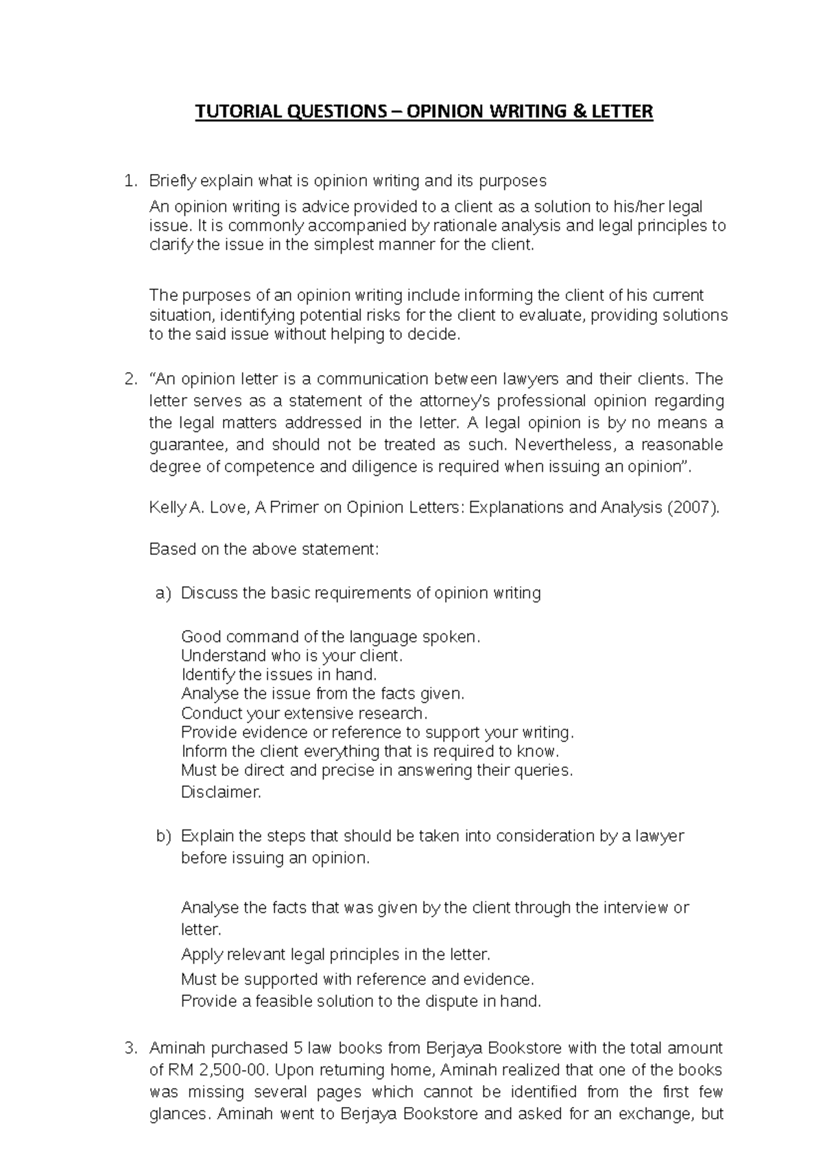 TuT0R1aL S1X : Opinion of Jurists Writing Yeaaaa - TUTORIAL QUESTIONS ...