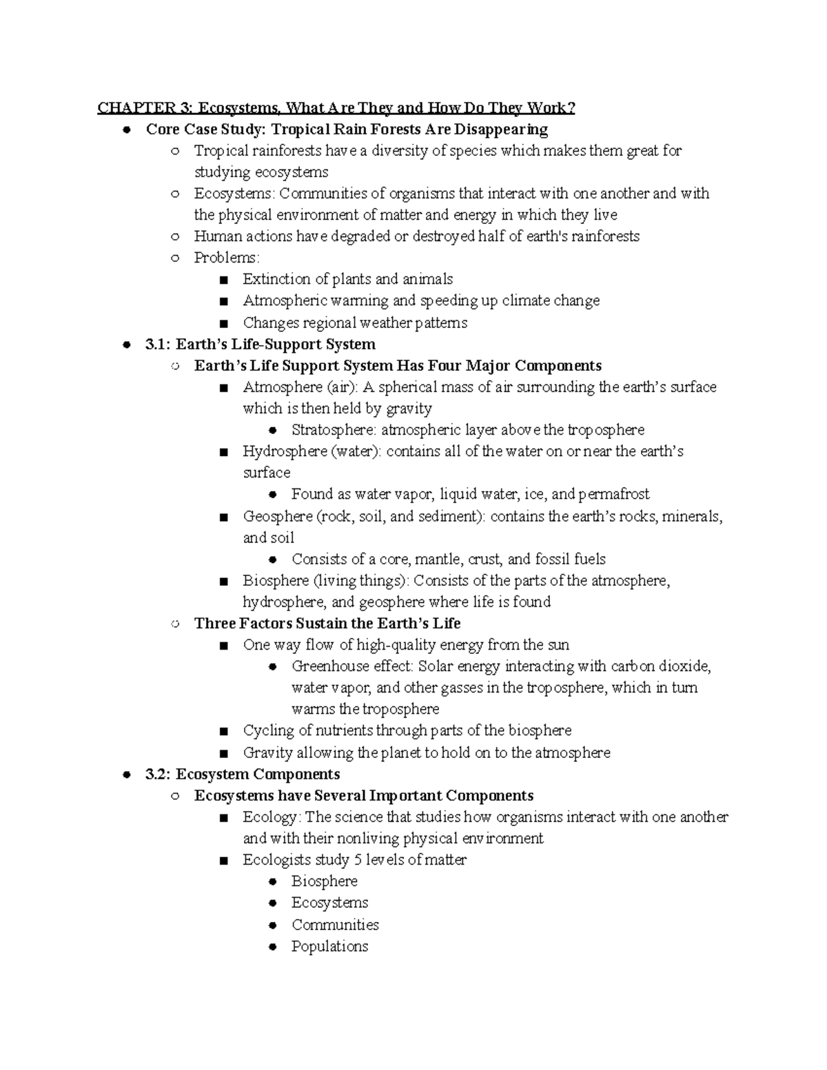 Living in The Environment Chapter 3 Summary - CHAPTER 3: Ecosystems ...