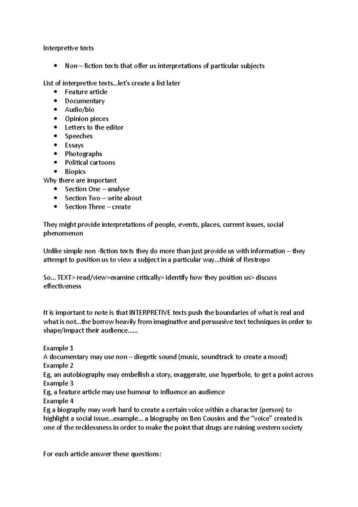 Interpretive texts - bhbbhbhbhbhhb - Interpretive texts Non – fiction ...