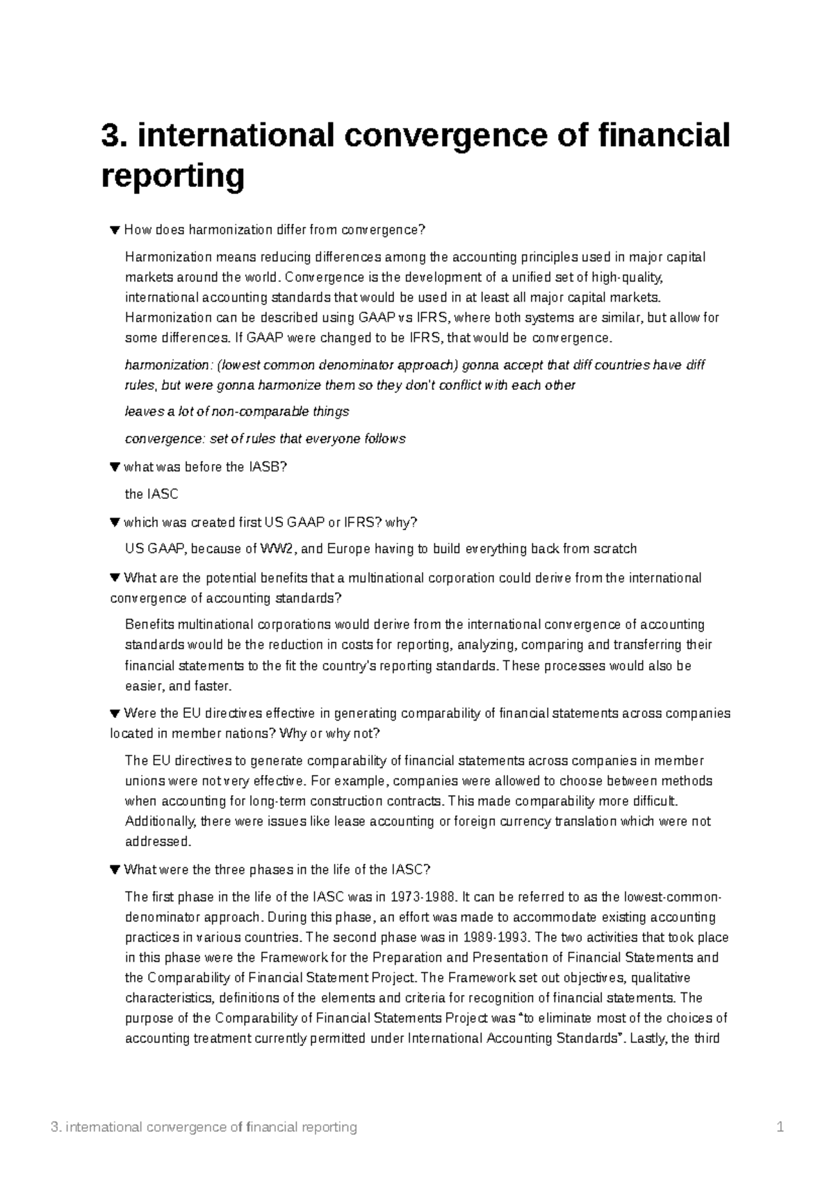 International Convergence of Financial Reporting - 3. international ...