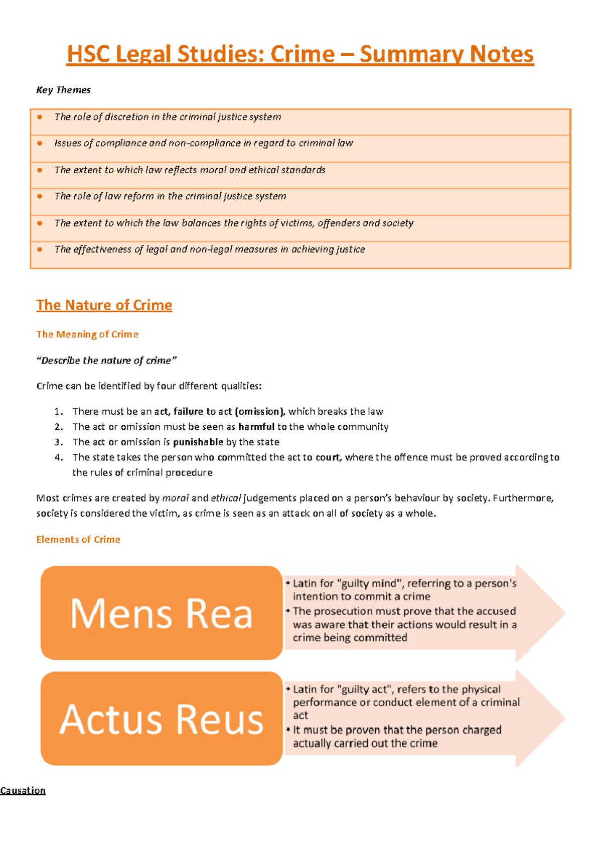 Summarised Notes on The Nature of Crime - HSC Legal Studies: Crime ...