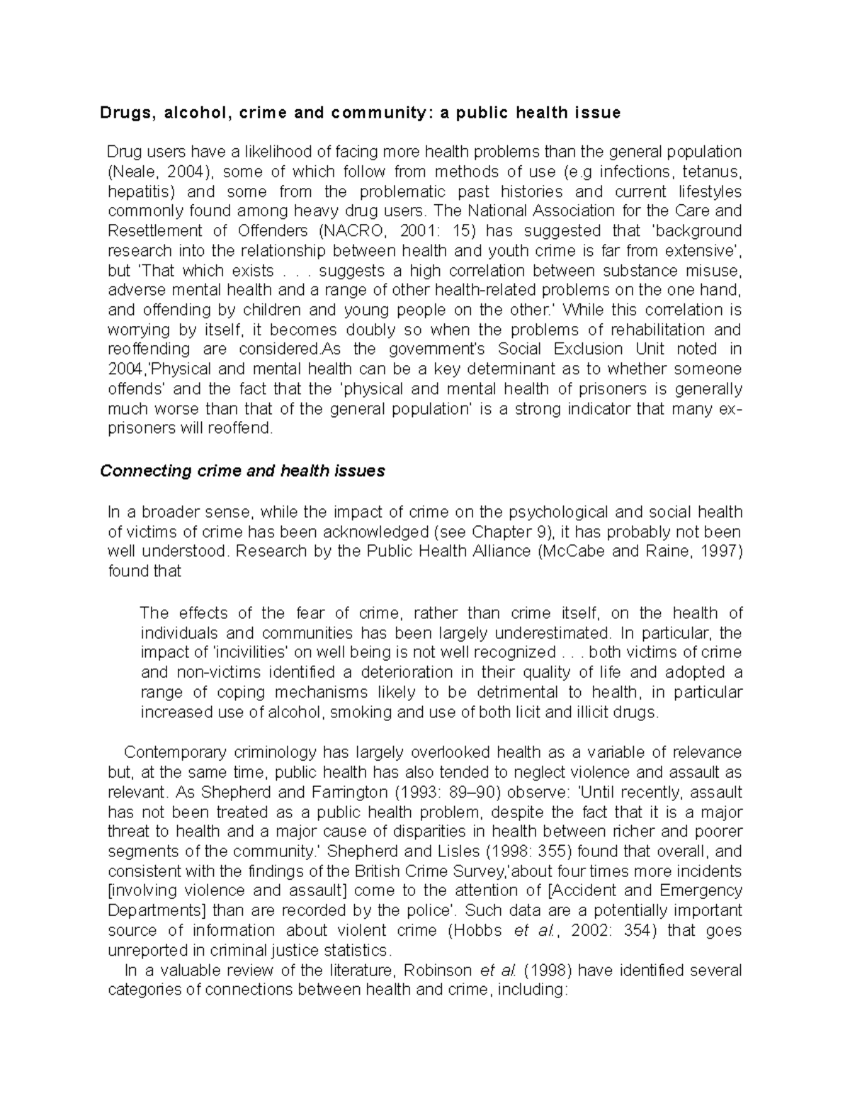 Criminology-Drugs, alcohol, crime and community a public health issue ...