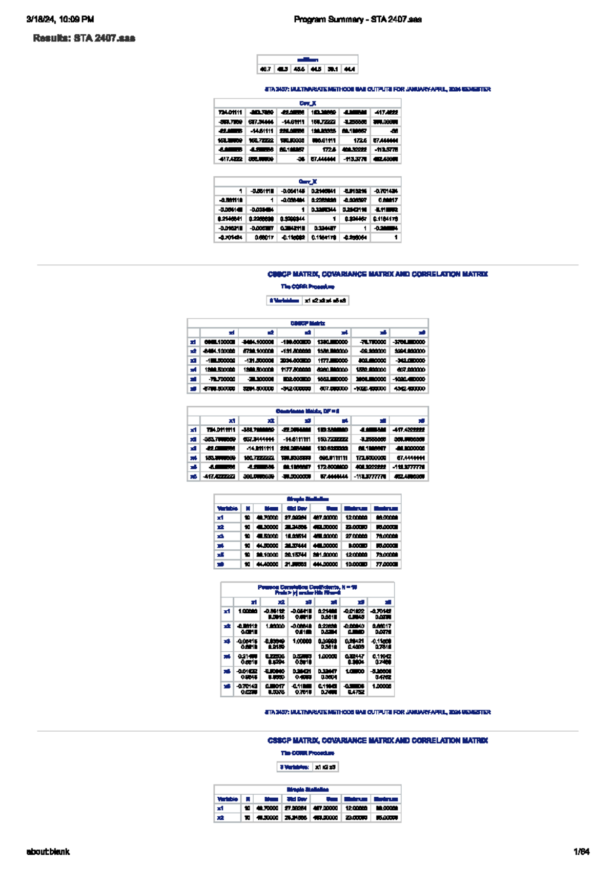 Lesson 8 SAS Output - SAS codes - Multivariate analysis - Studocu