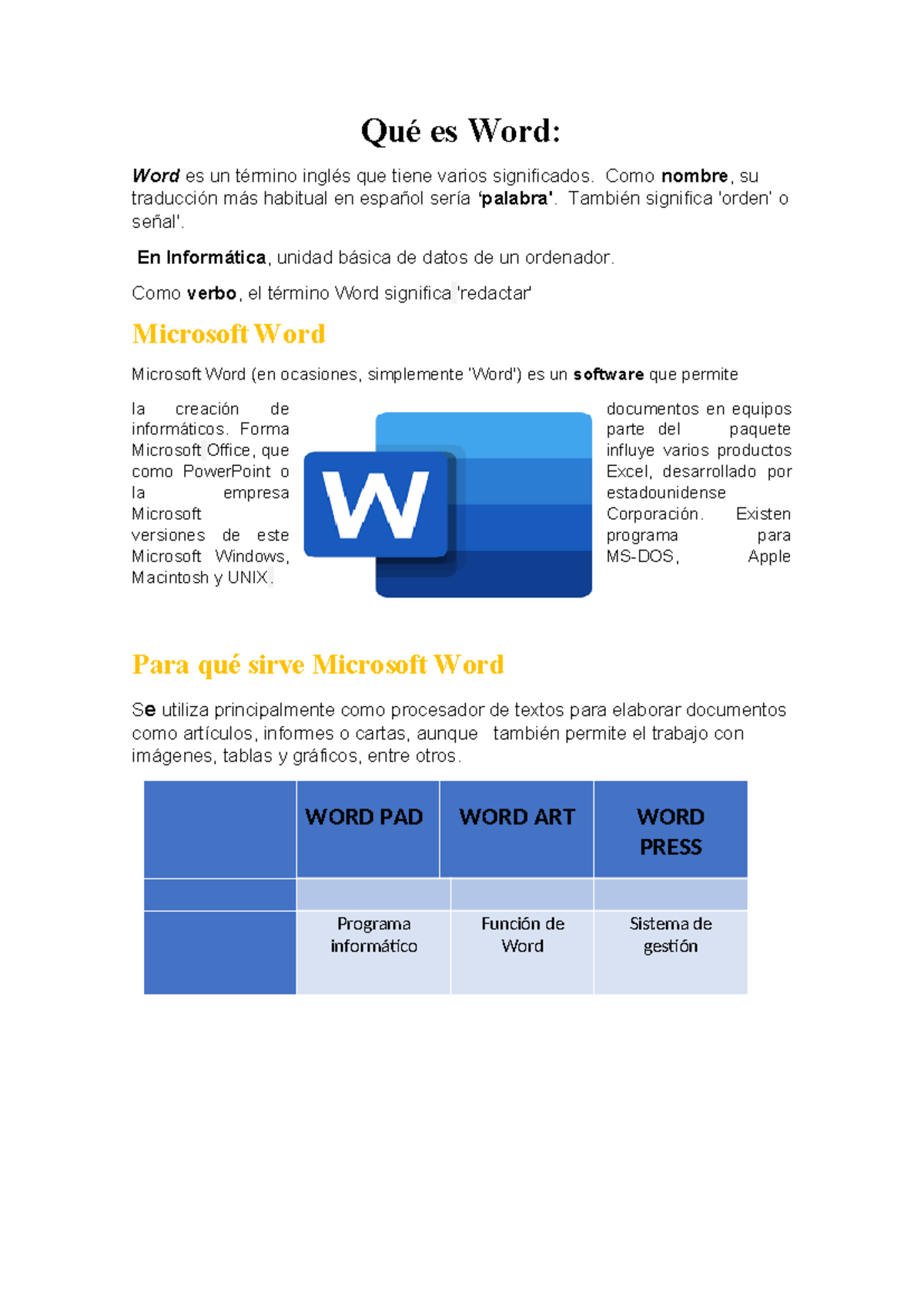S03.s1 Trabajando con Word - Qué es Word: Word es un término inglés que ...