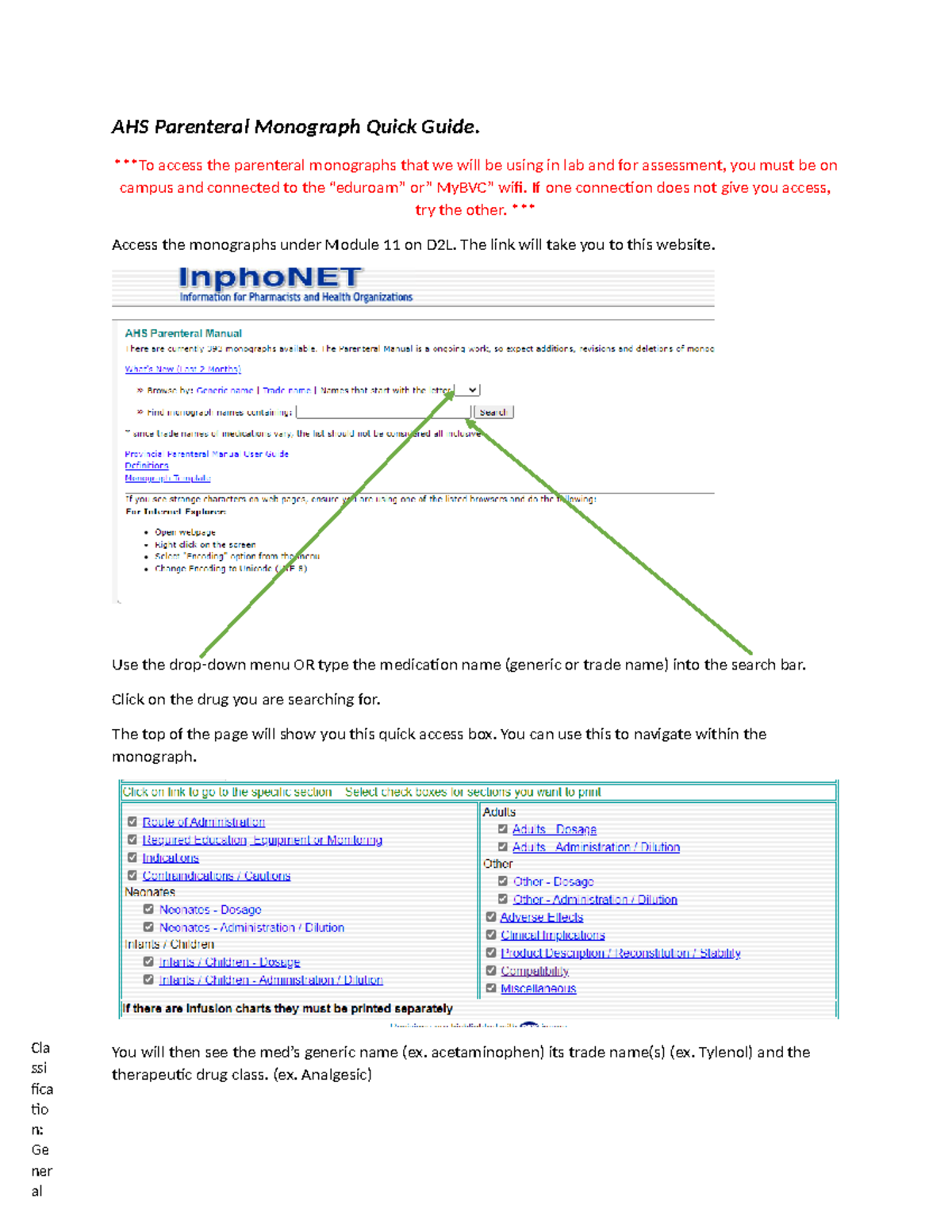 AHS Parenteral Monograph Quick Guide - ***To access the parenteral ...