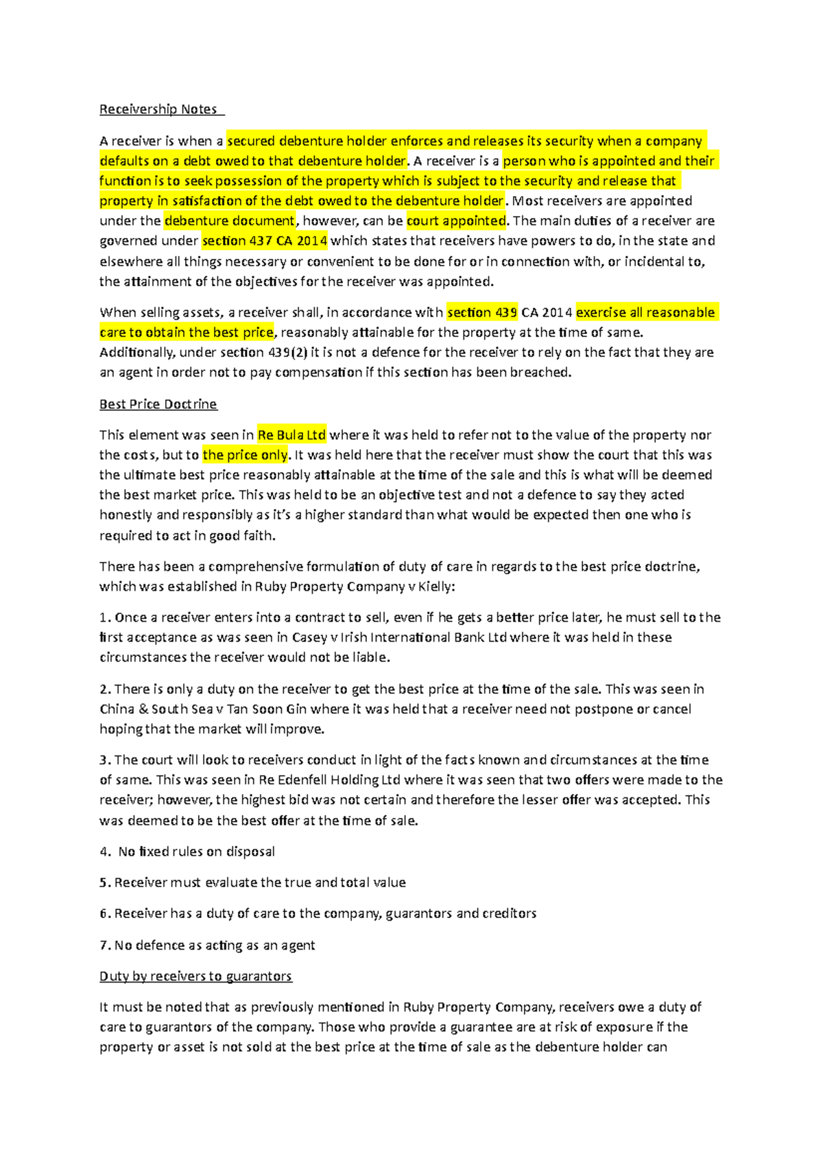 Receivership Notes - receivers - A receiver is a person who is ...