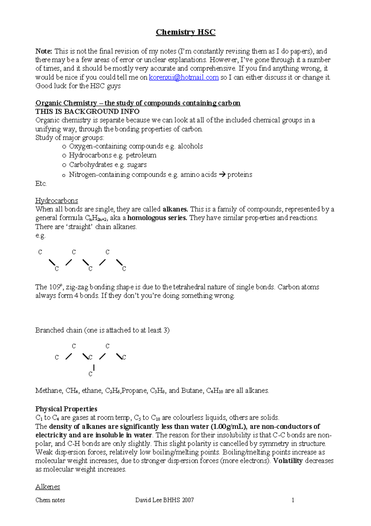 Toaz - CHEMISTRY HSC NOTES - Chemistry HSC Note: This is not the final ...