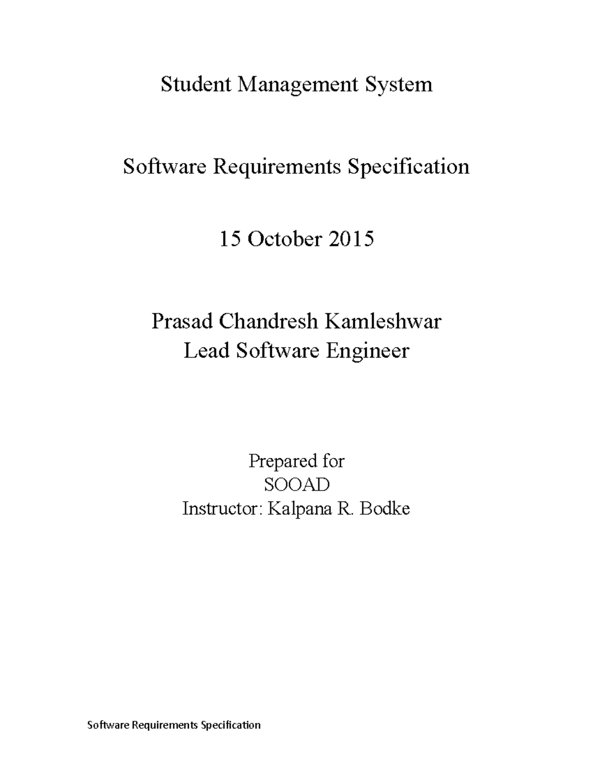 Student management system srs - Software Requirements Specification ...