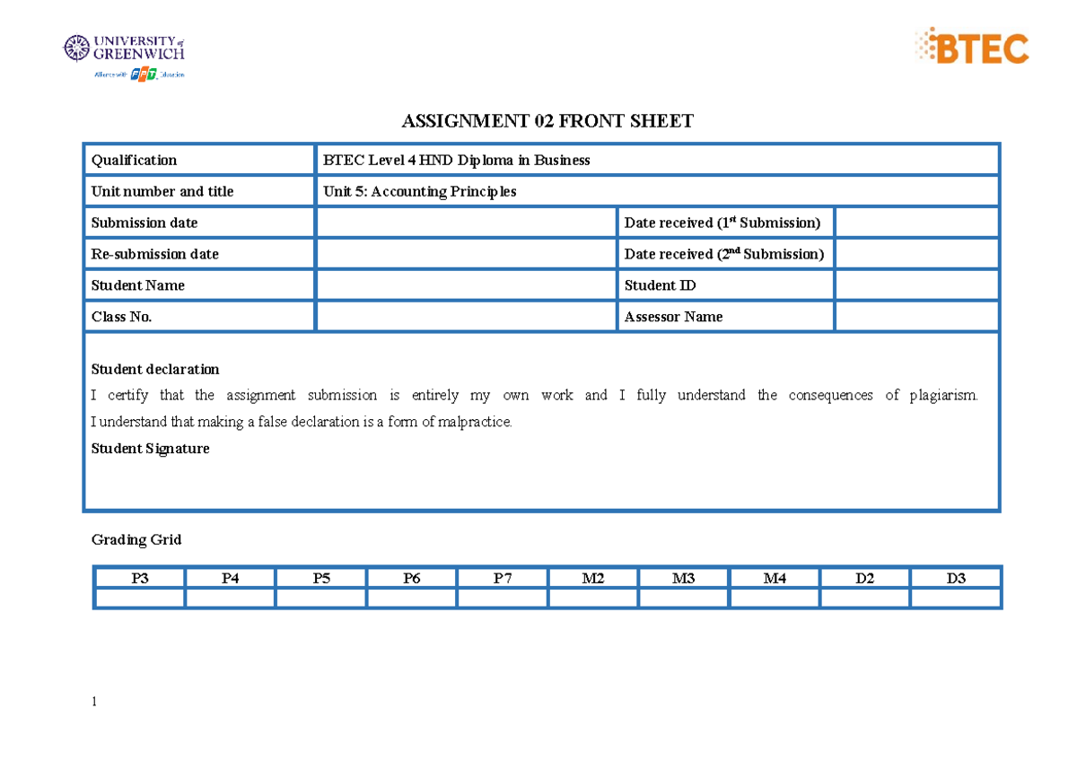 5038 Assignment 2 Front Sheet - ASSIGNMENT 02 FRONT SHEET Qualification ...