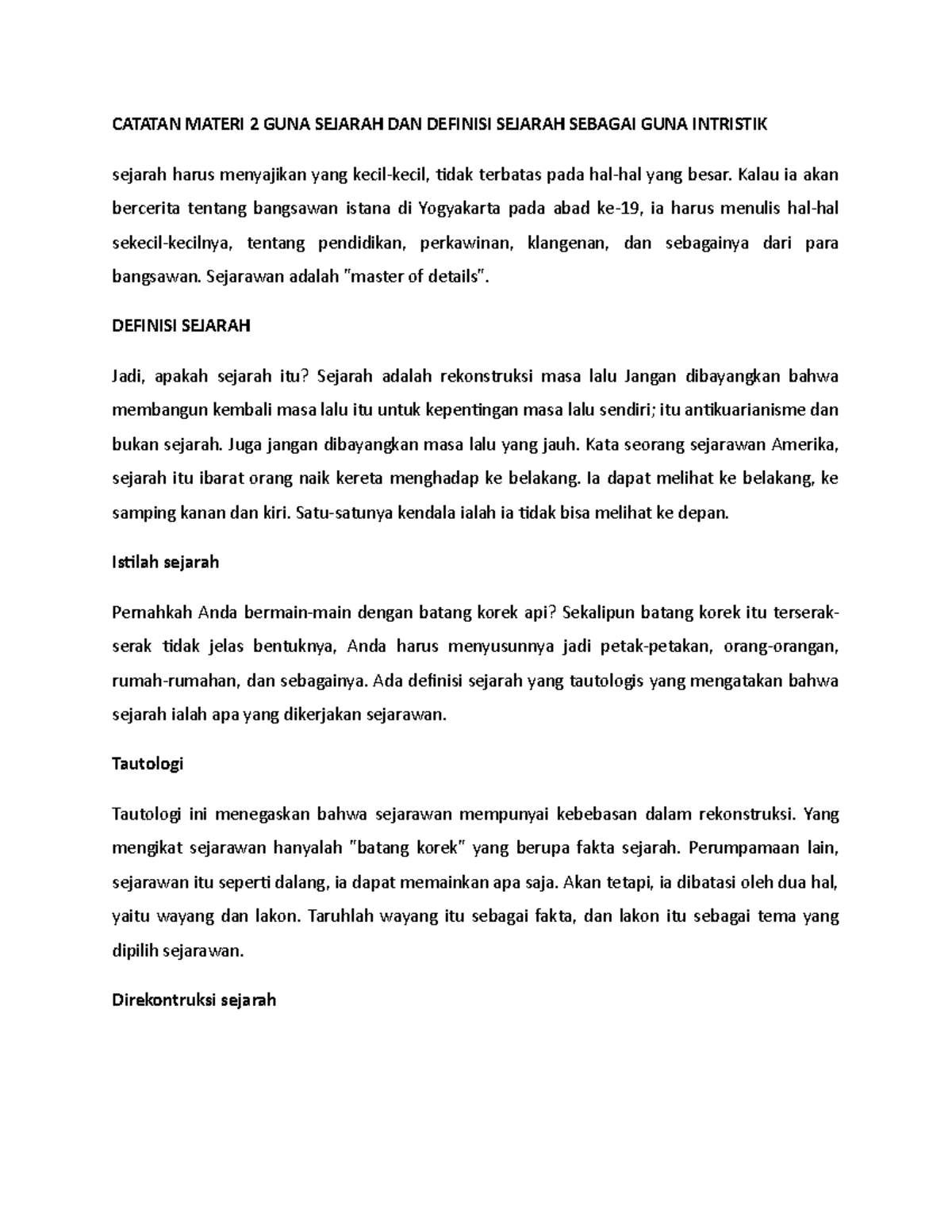 Catatan Materi 2 GUNA Sejarah DAN Definisi Sejarah Sebagai GUNA ...