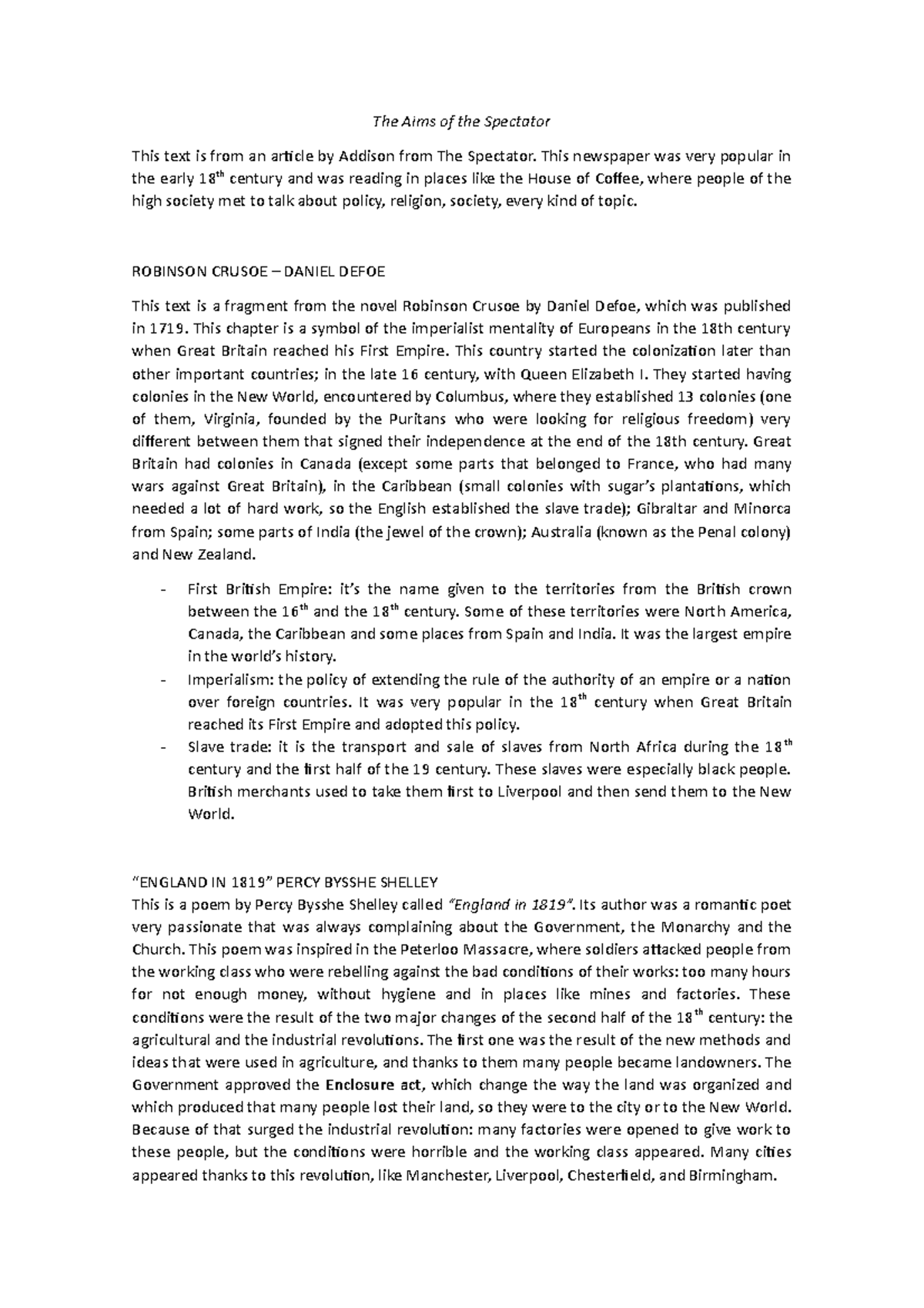 Introducción de algunos textos - The Aims of the Spectator This text is ...