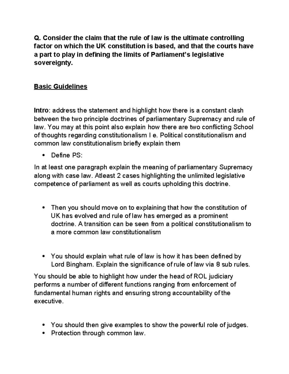 ROL+PS Overlap - public law notes - Q. Consider the claim that the rule ...