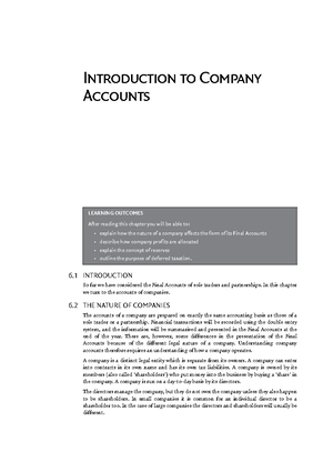 Introduction to Company Accounts - In this chapter we turn to the ...