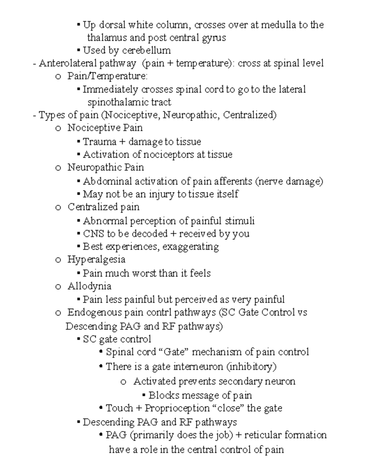 Anatomy Keyterms 12 p6 - Up dorsal white column, crosses over at ...