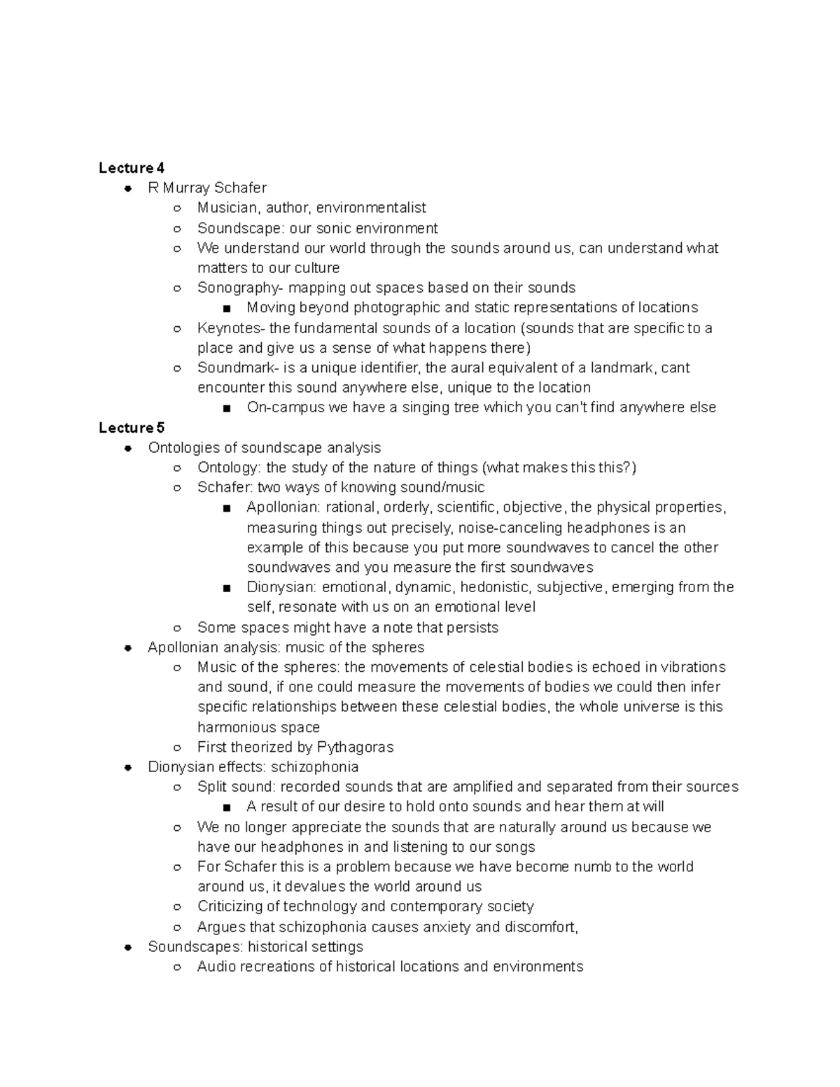 Lecture 4+5 - CAT 3 notes - Lecture 4 ï R Murray Schafer ï Musician ...