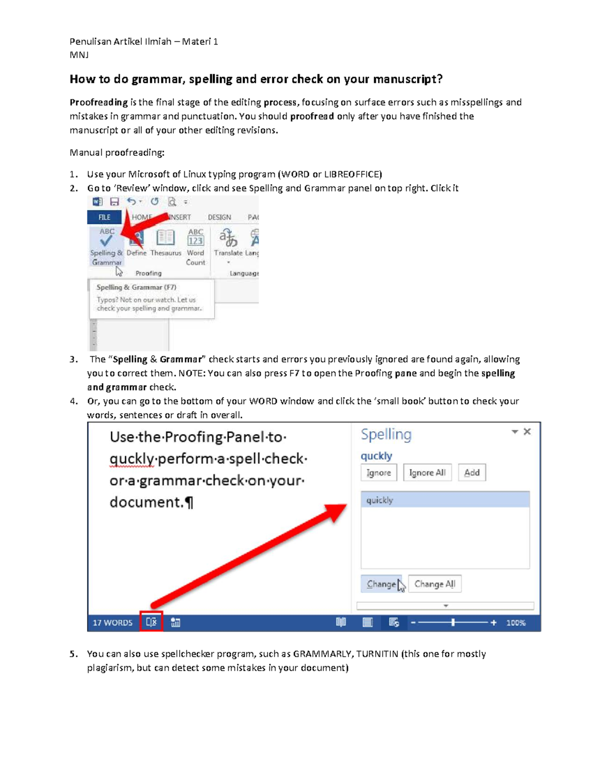 Grammar and Spellcheck - Penulisan Artikel Ilmiah – Materi 1 MNJ How to ...