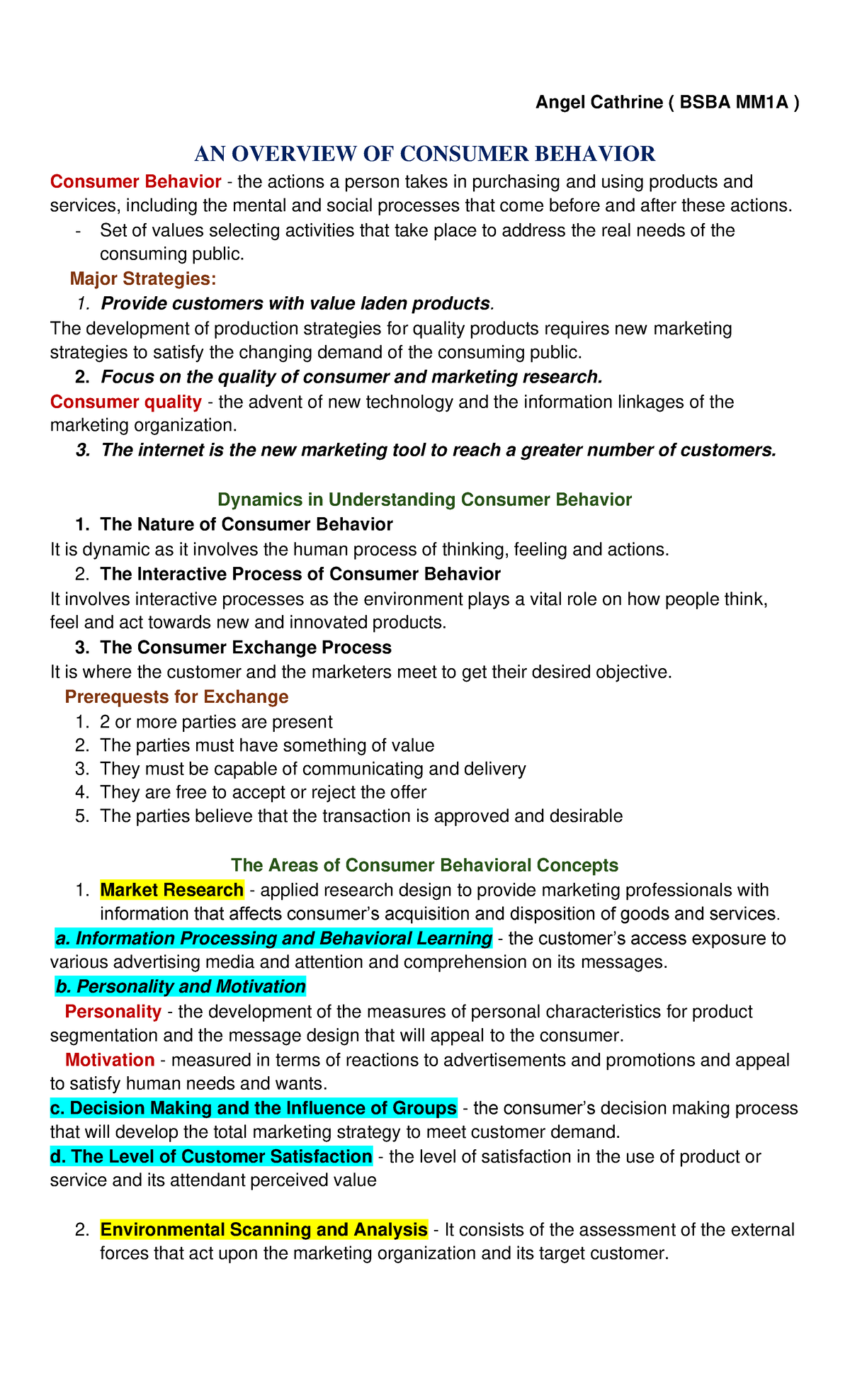 Consumer Behavior Prelim Reviewer - AN OVERVIEW OF CONSUMER BEHAVIOR ...