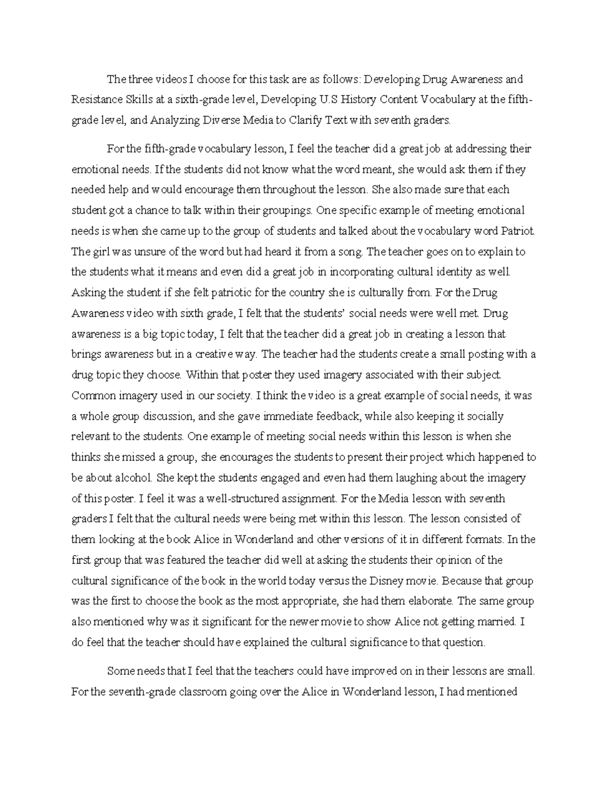 D090 Task 1 - Passed - The three videos I choose for this task are as ...