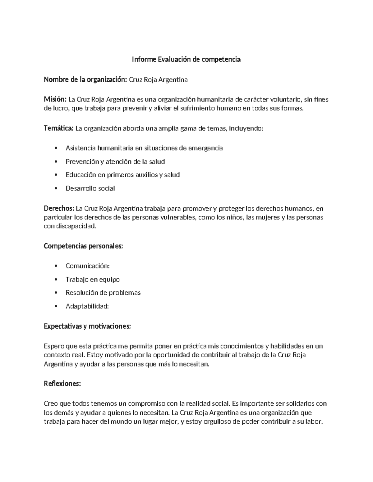 Informe Evaluación de competencia - Informe Evaluación de competencia ...