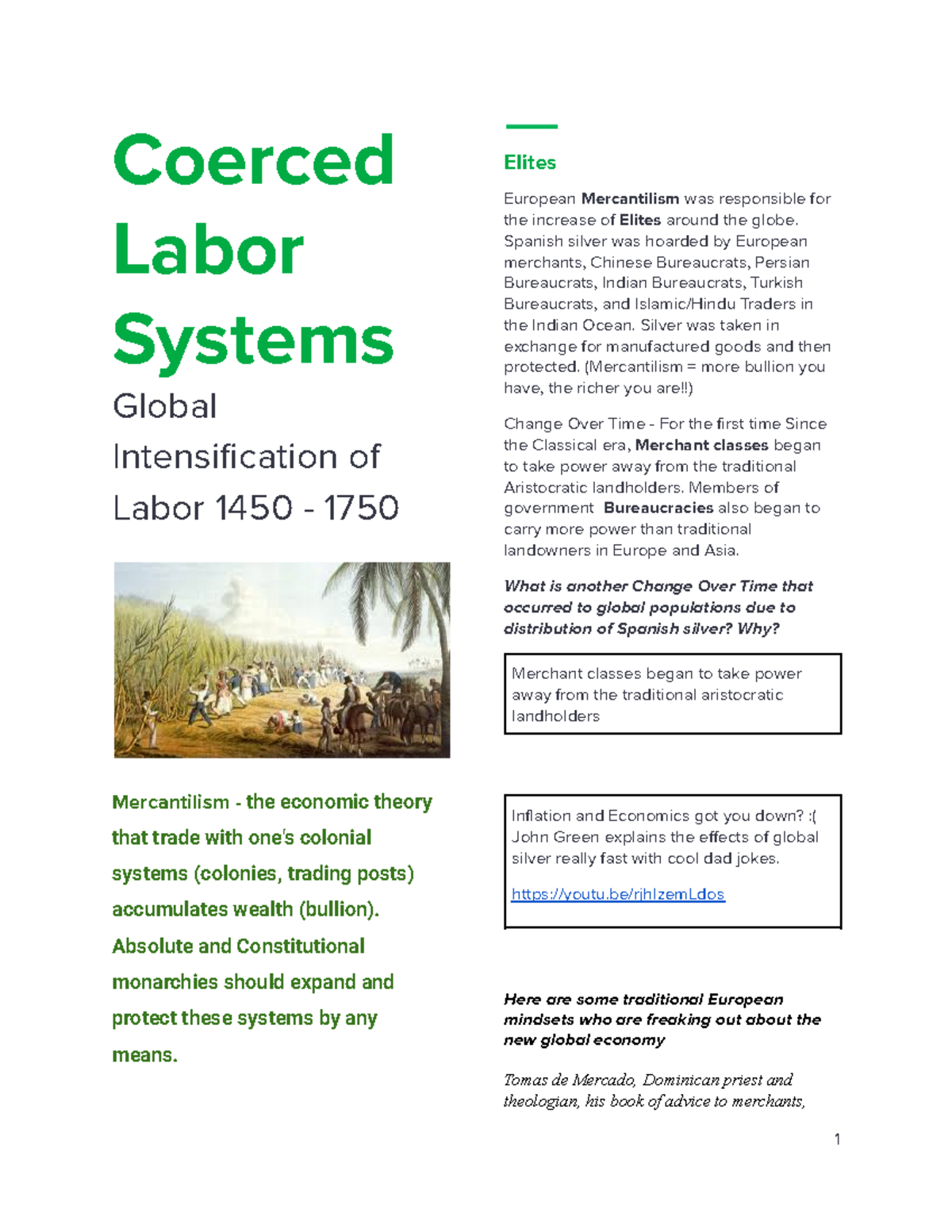 Coerced Labor Systems - WHAP - Coerced Labor Systems Global ...