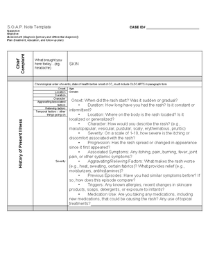 Exam 3 - EAR - SOAP NOTE - S.O.A. Note Template CASE ID ...