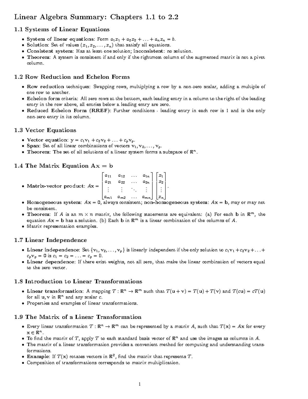 MAT472 Feuille de Note - Résumé Algèbre linéaire et géométrie de l'espace - Linear Algebra ...