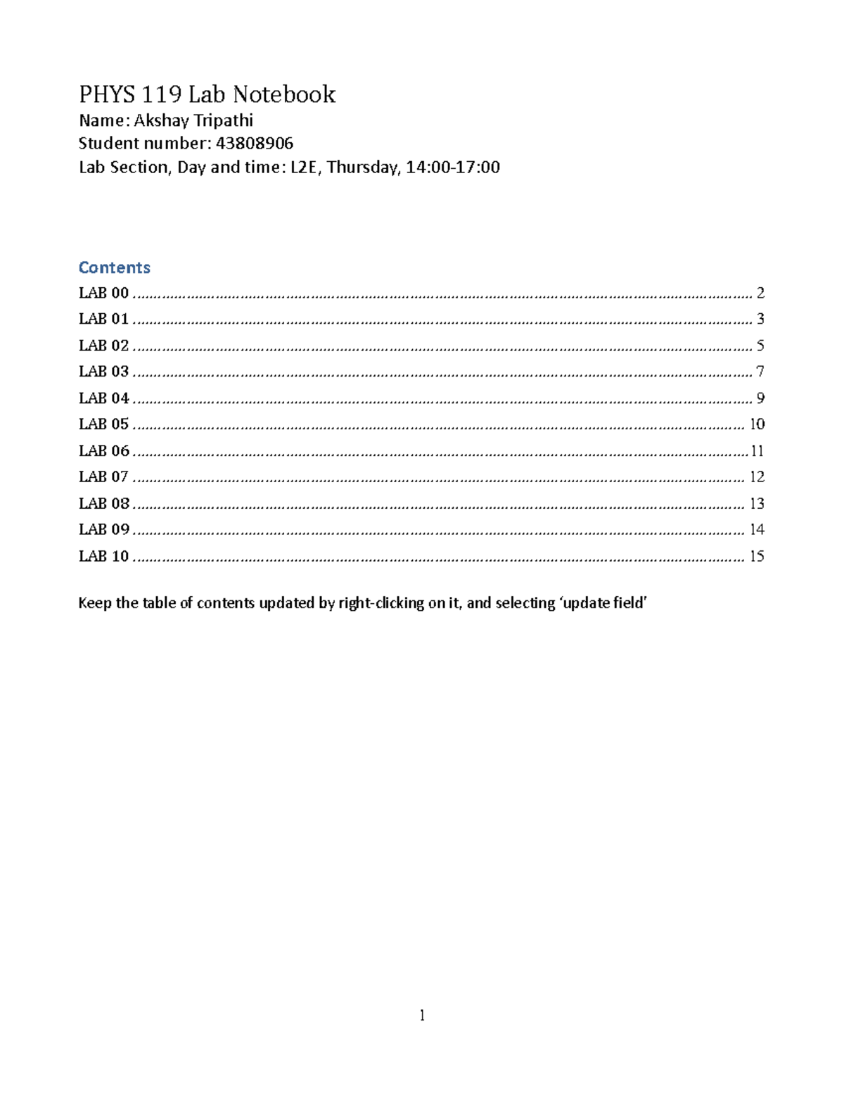 Lab note for Physics 119(All formulas) - PHYS 119 Lab Notebook Lab ...