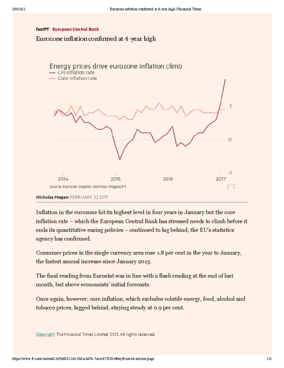 CH21 FT Core inflation - 2/9/2021 Eurozone inflation confirmed at 4 ...