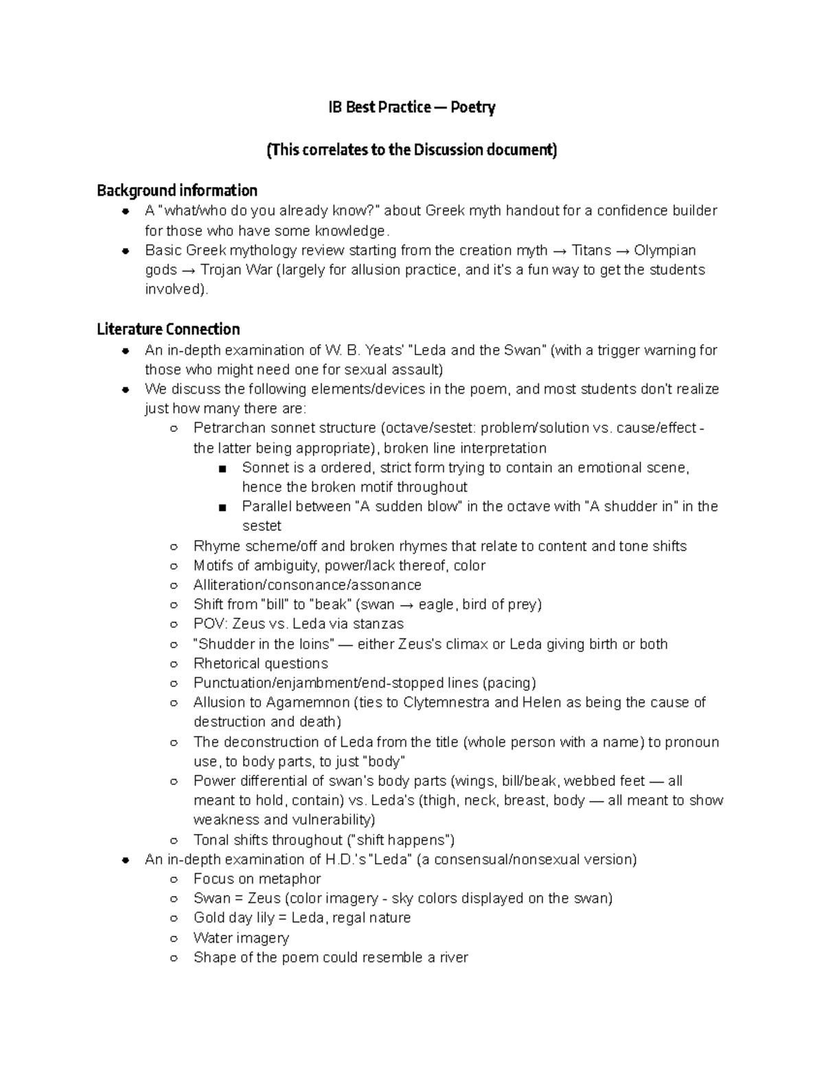 IB Best Practice — Poetry - IB Best Practice — Poetry (This correlates ...