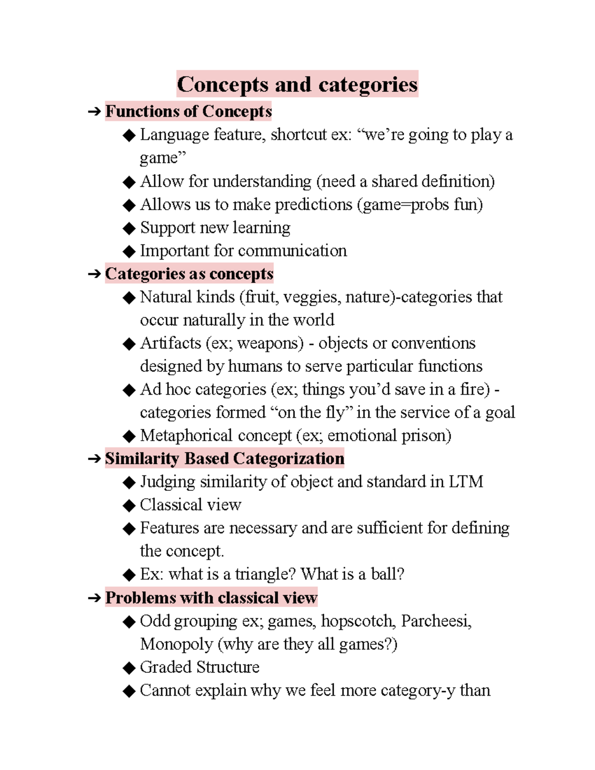 Cog pysch-Concepts and categories - Concepts and categories Functions ...