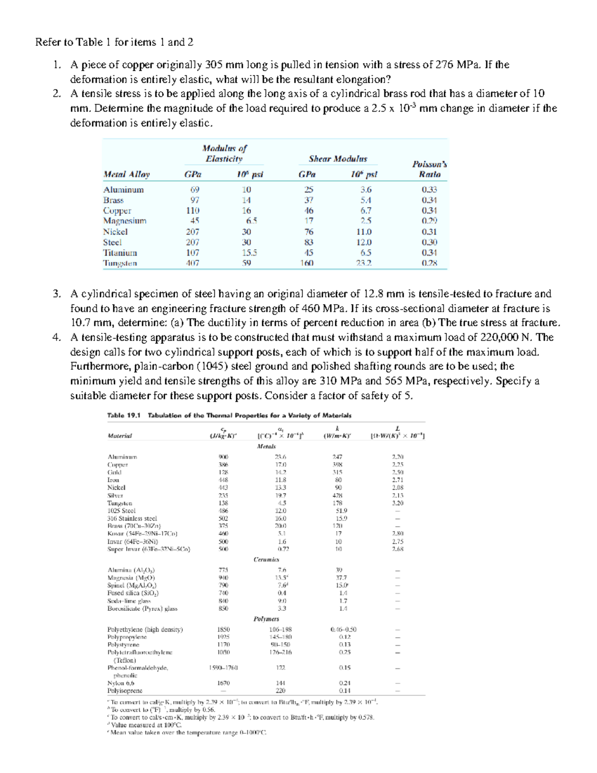 Prob Set 1 - Basta - Refer to Table 1 for items 1 and 2 A piece of ...