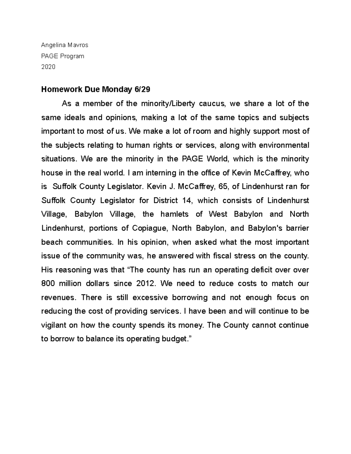 Angelina mavros - Homework Due Wednesday, July 8 - Angelina Mavros PAGE ...