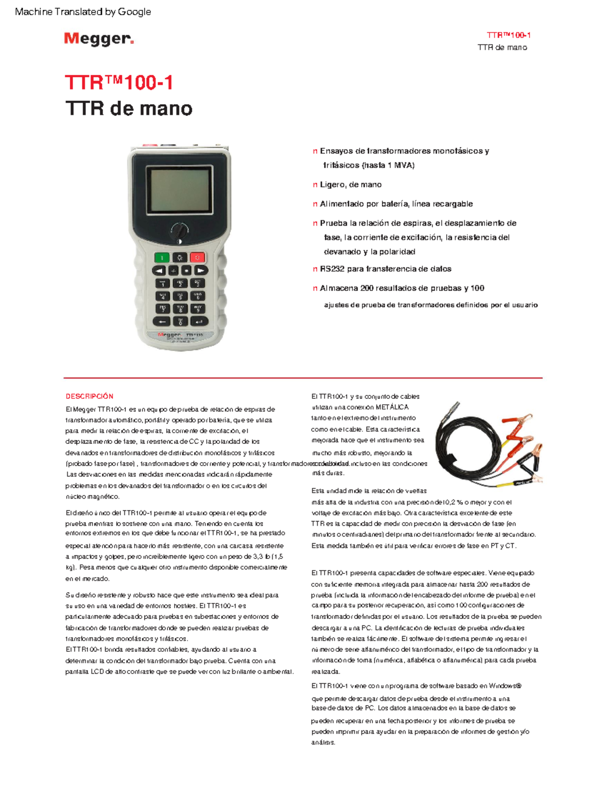 TTR100-1 DS US - Catálogos de dispositivos necesarios para pruebas ...
