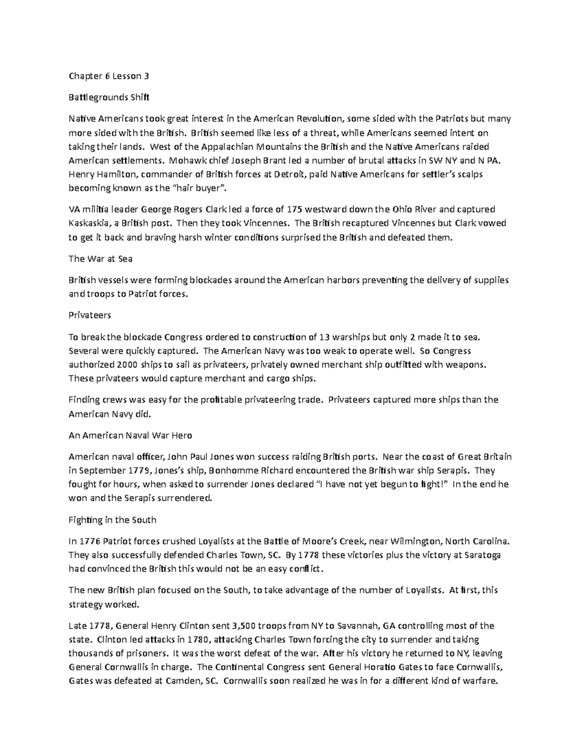 Chapter 6 lesson 3 - College history completed lecture instructor given ...