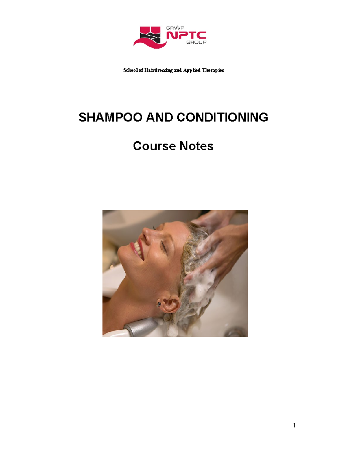 Shampoo conditioning level 1 Course Notespoo - School of Hairdressing ...