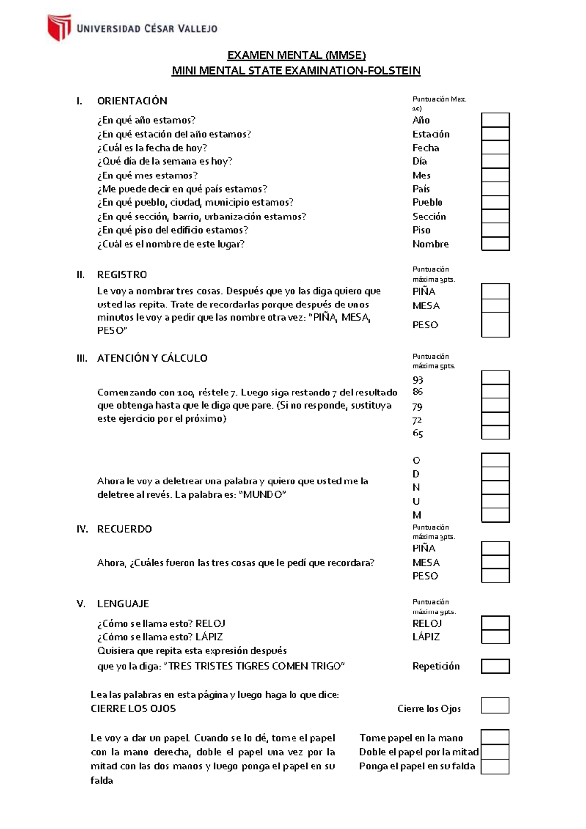 Examen-Mental-de-Folstein (Protocolo) - EXAMEN MENTAL (MMSE) MINI ...