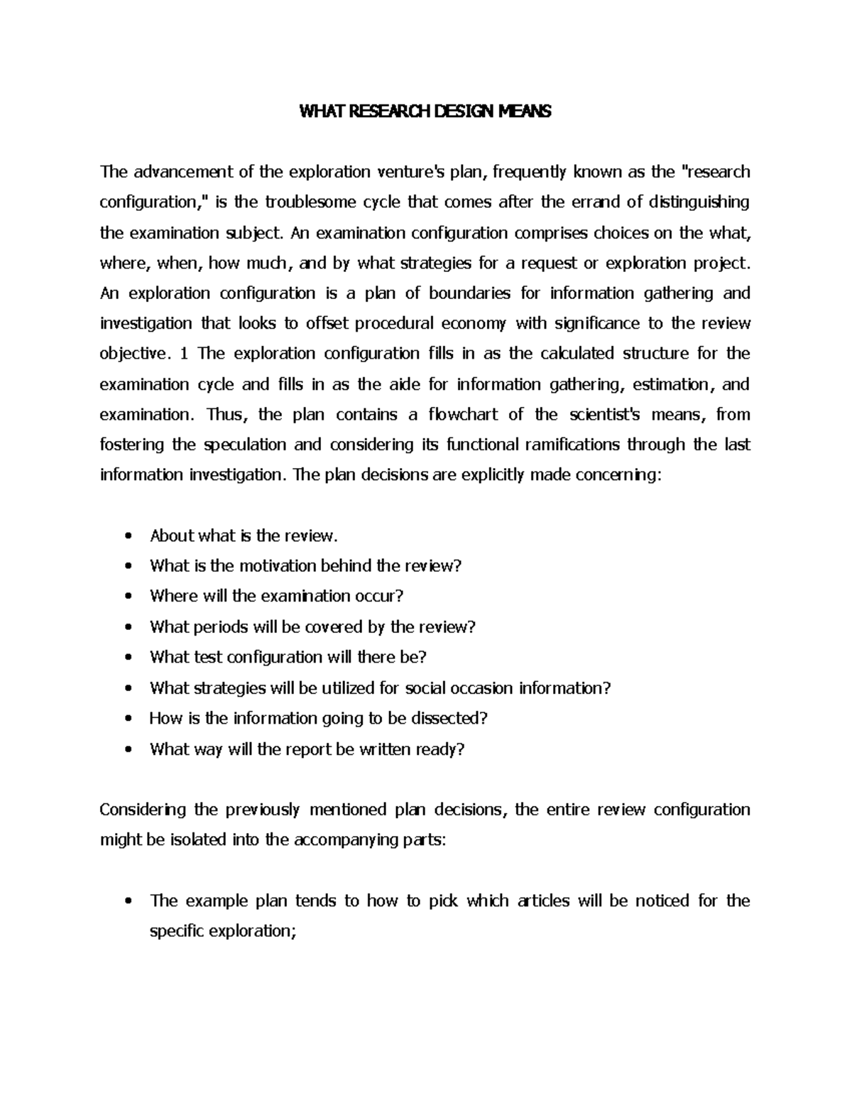 WHAT Research Design Means - WHAT RESEARCH DESIGN MEANS The advancement ...